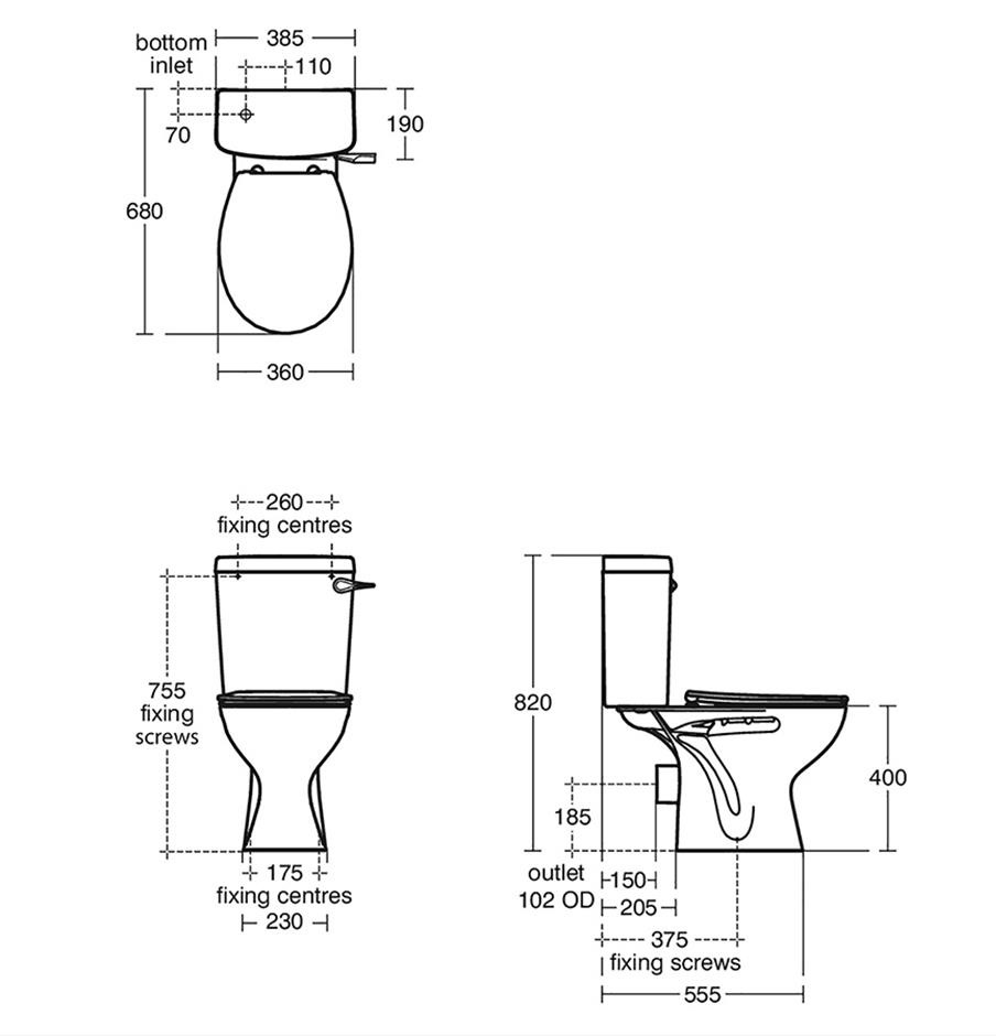 Sandringham 21 Close Coupled Lever Flush Toilet (Armitage Shanks)